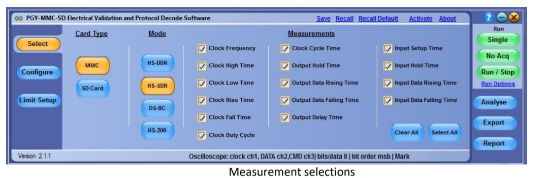 eMMC and SD Electrical Validation and Protocol Decode Software