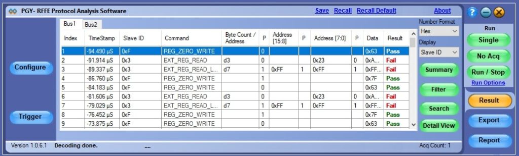 RFFE Protocol Trigger and Decode Analysis Software Datasheet.