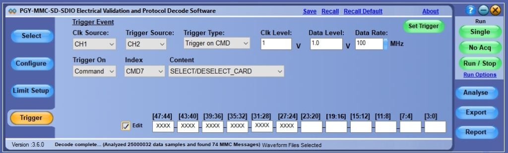 eMMC, SD/SDIO Electrical Validation & Protocol Decode Software