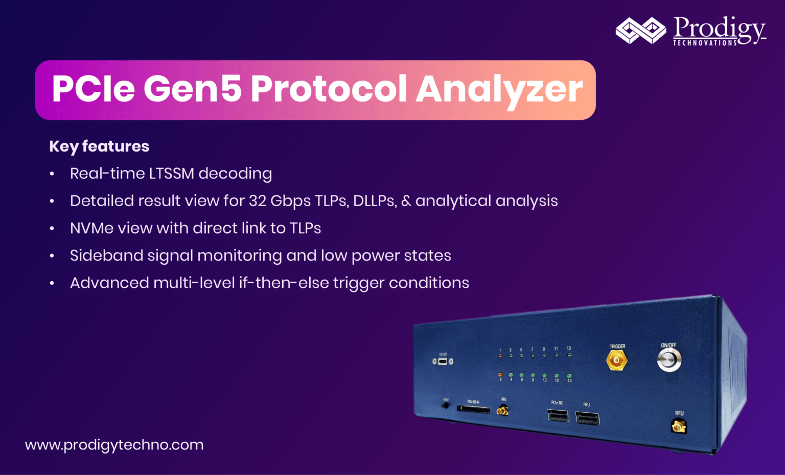 PCIe Gen 5 Protocol Analyzer Datasheet - Prodigy Technovations
