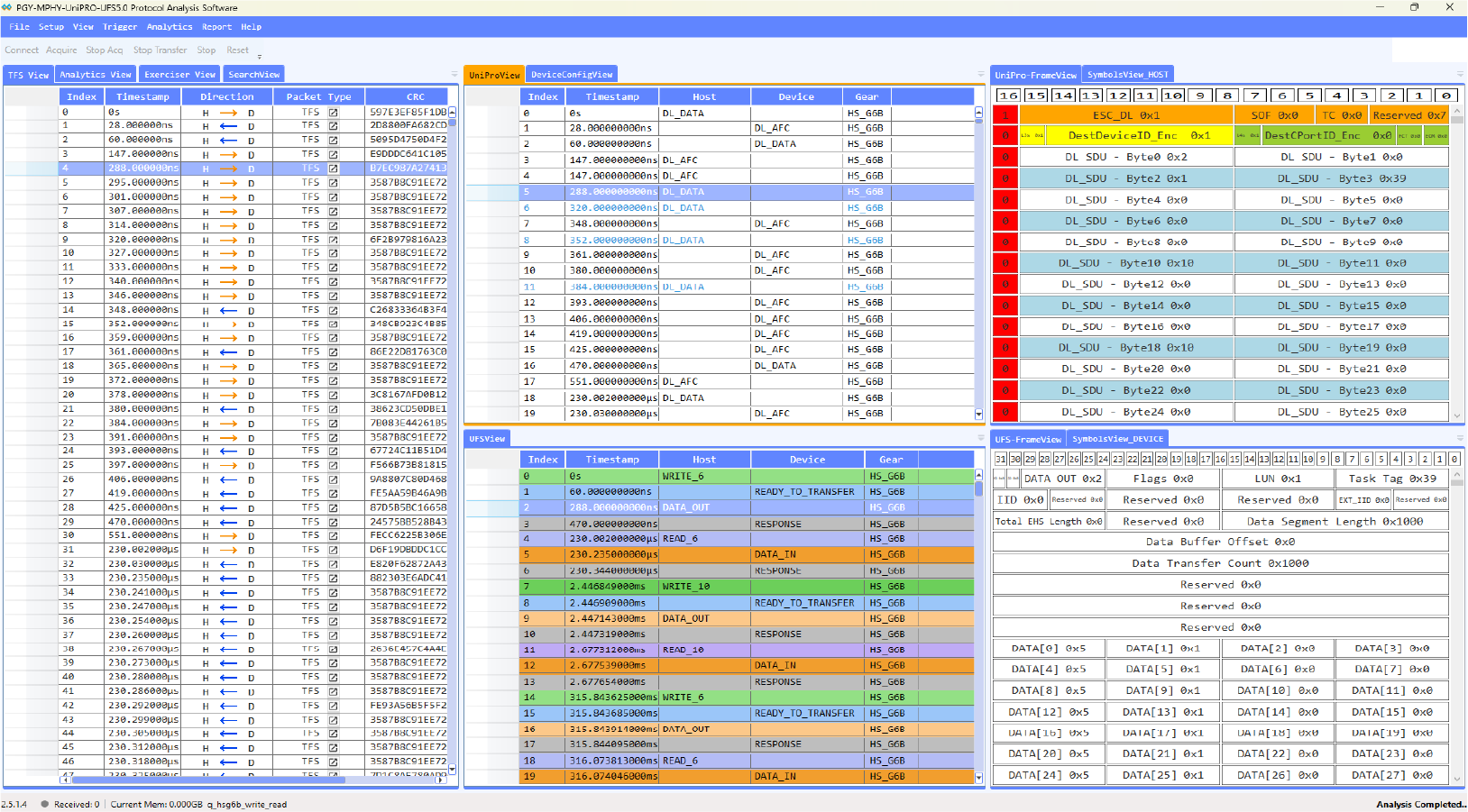 UFS 5.0 Protocol Analyzer | Prodigy Technovations